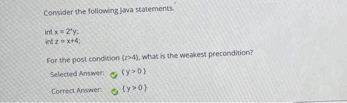 Solved Consider the following Java statements. int x=2∗y | Chegg.com