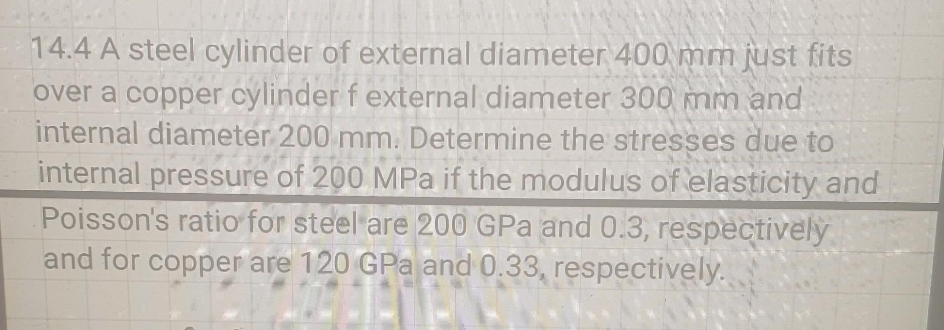 Solved 14.4 A steel cylinder of external diameter 400 mm | Chegg.com