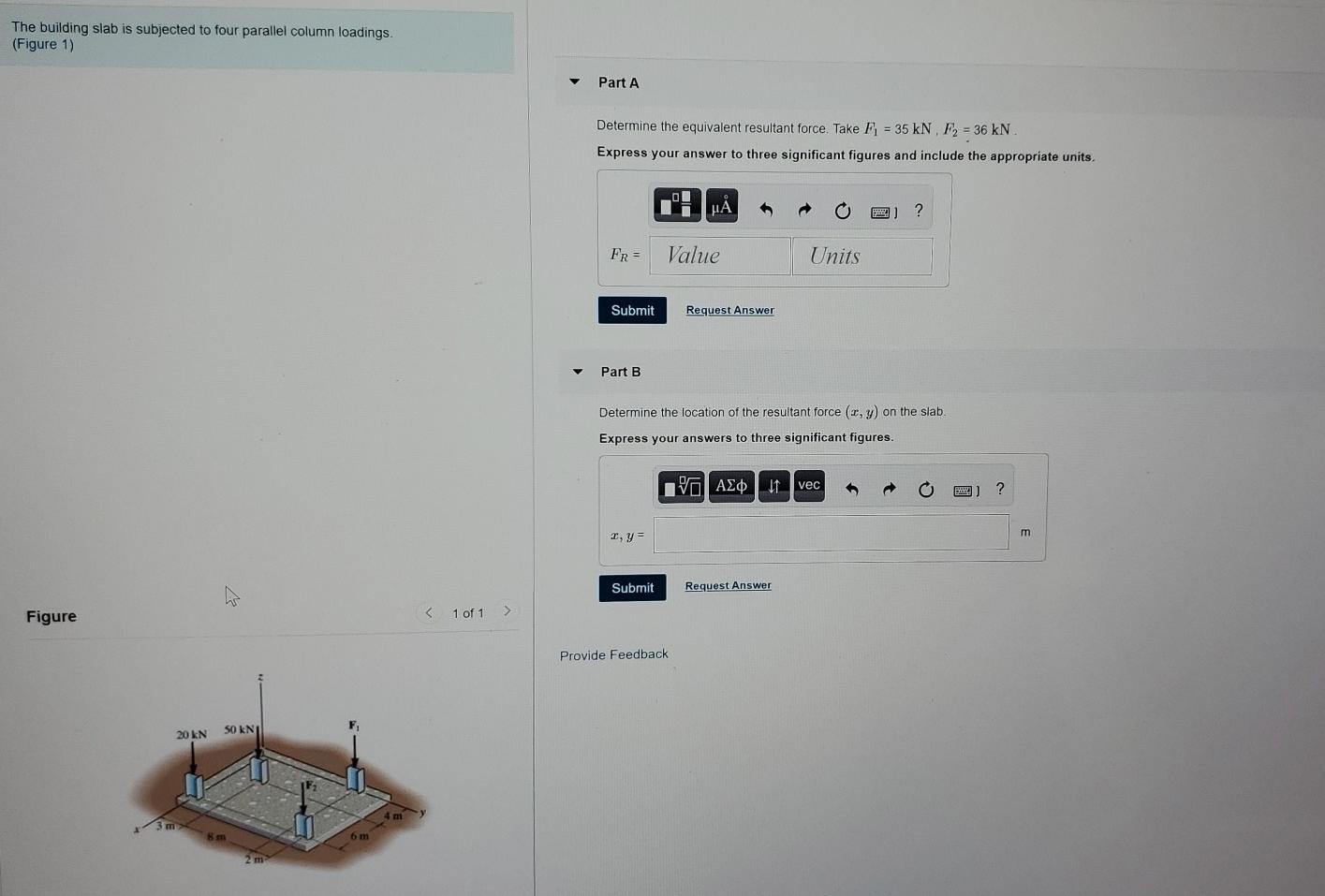 Solved The building slab is subjected to four parallel | Chegg.com