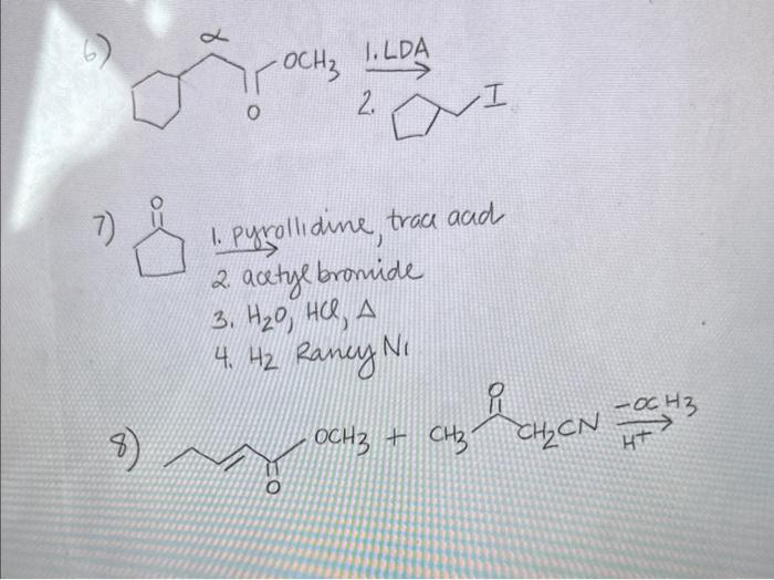 Solved 1) 2) 1. HC,H2O,B 3. H2O 4. −CN. 5. H2, Raney Ni 3. | Chegg.com