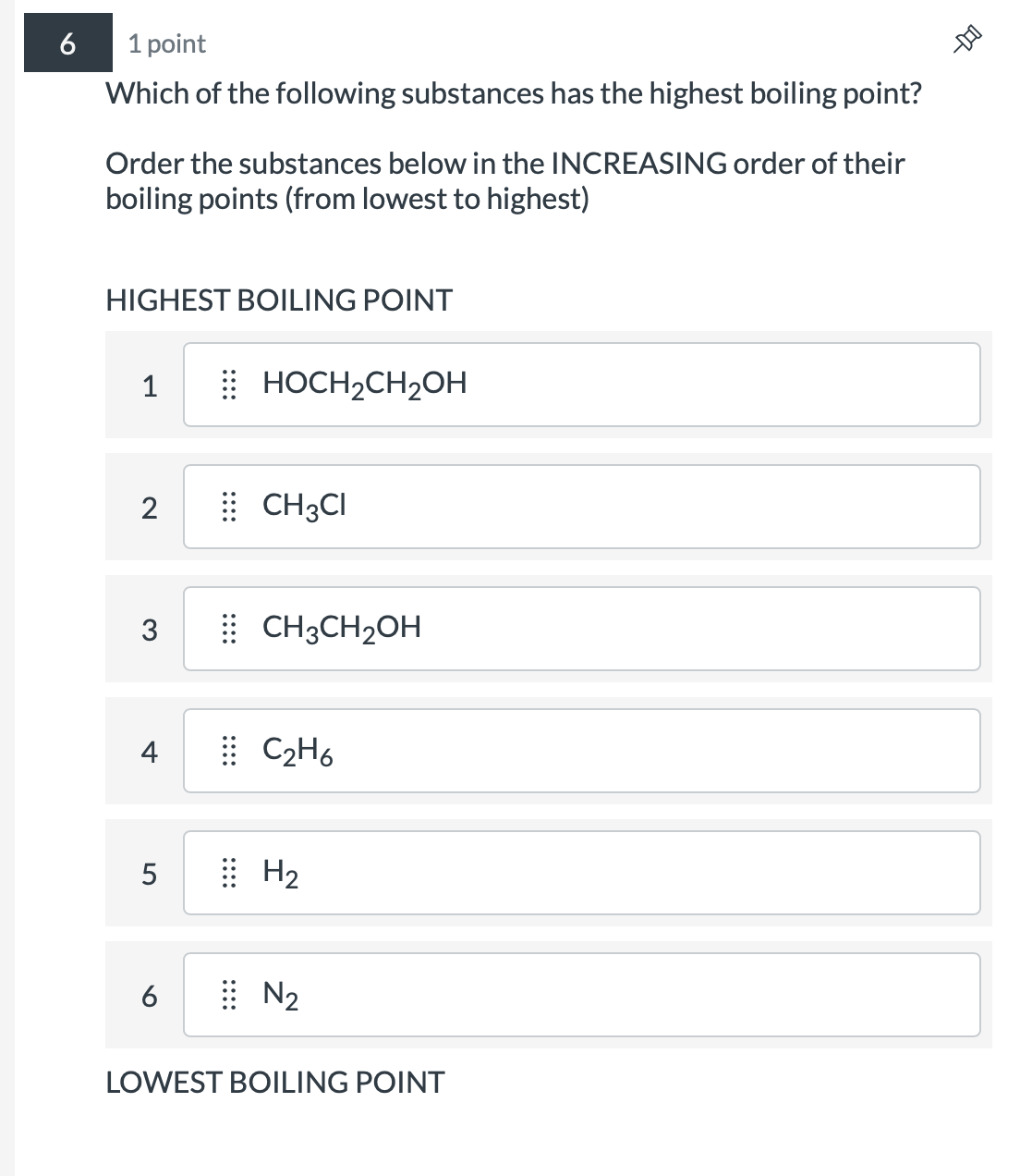 Solved Which of the following substances has the highest | Chegg.com