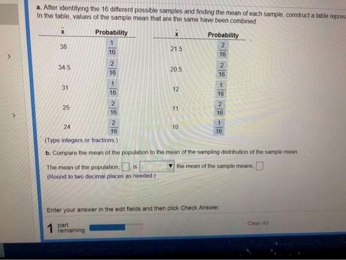 Solved a. After identifying the 16 different possible | Chegg.com