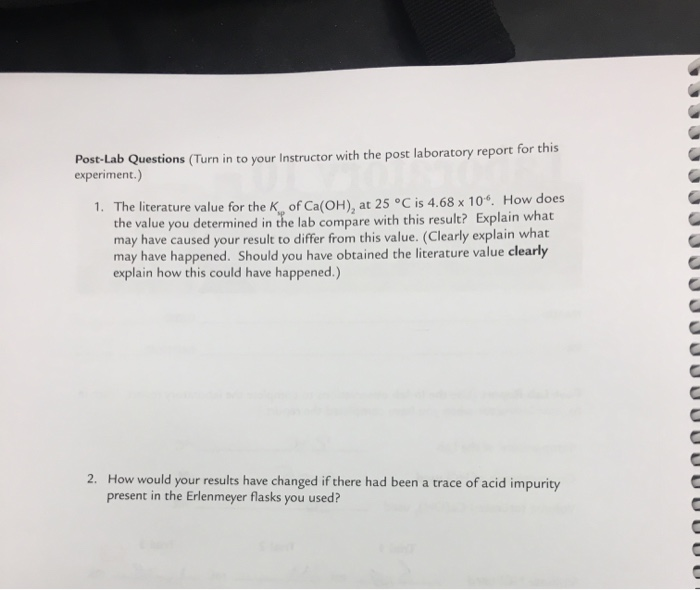 Post-Lab Questions (Turn in to your Instructor with | Chegg.com