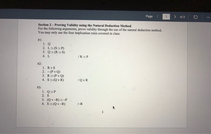 Page of 3 Section 2 - Proving Validity using the | Chegg.com