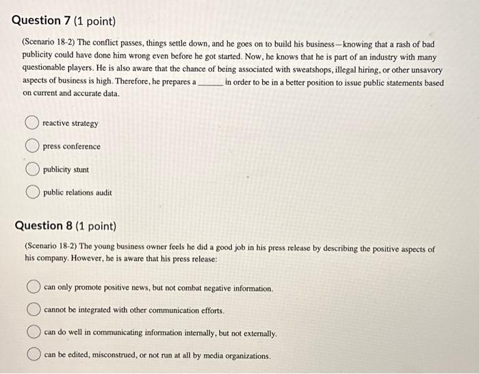(Scenario 18-2) The conflict passes, things settle | Chegg.com