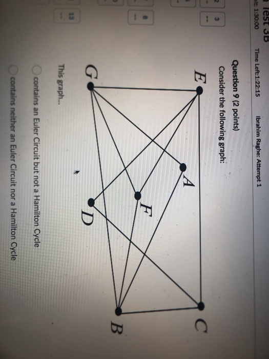 Solved Test 3B nit: 1:30:00 Time Left:1:22:15 Ibrahim Raghe: | Chegg.com
