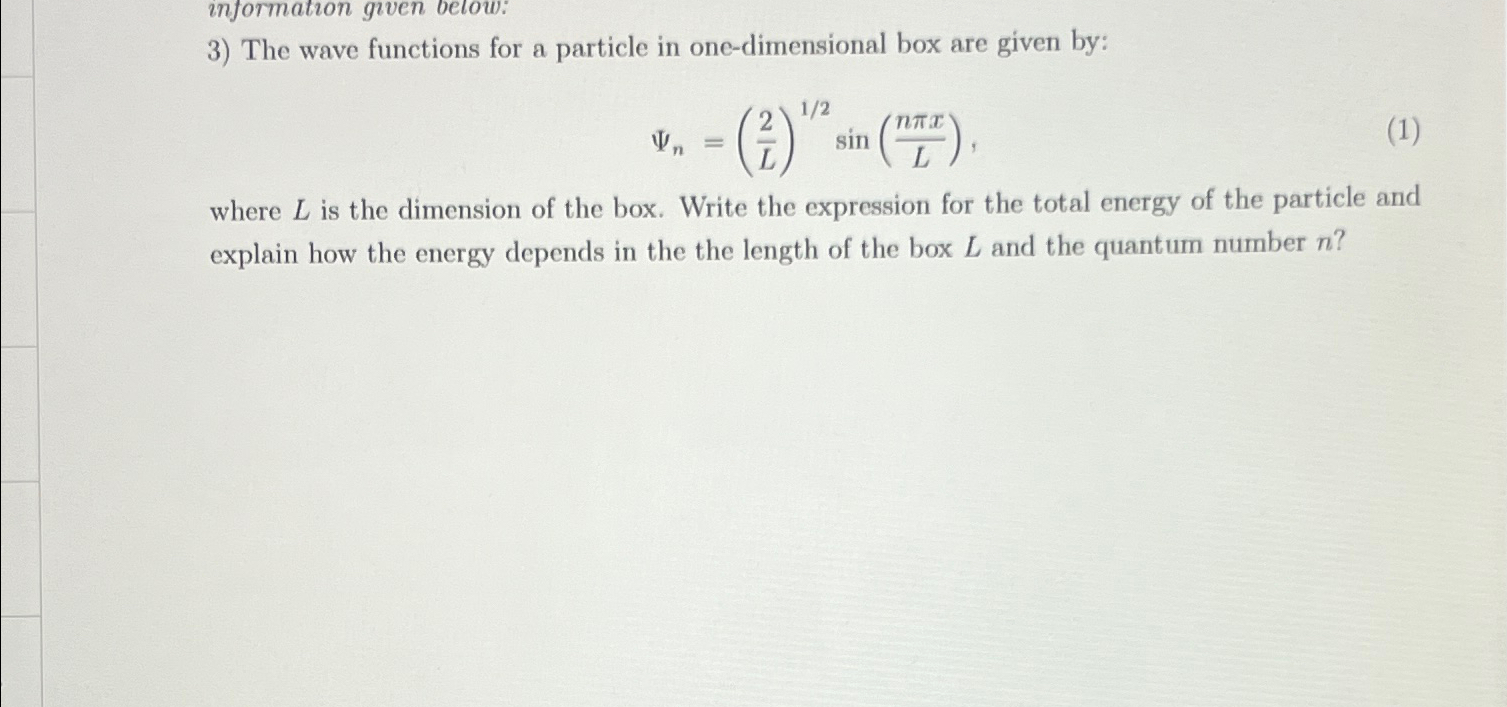 Solved The wave functions for a particle in one-dimensional | Chegg.com