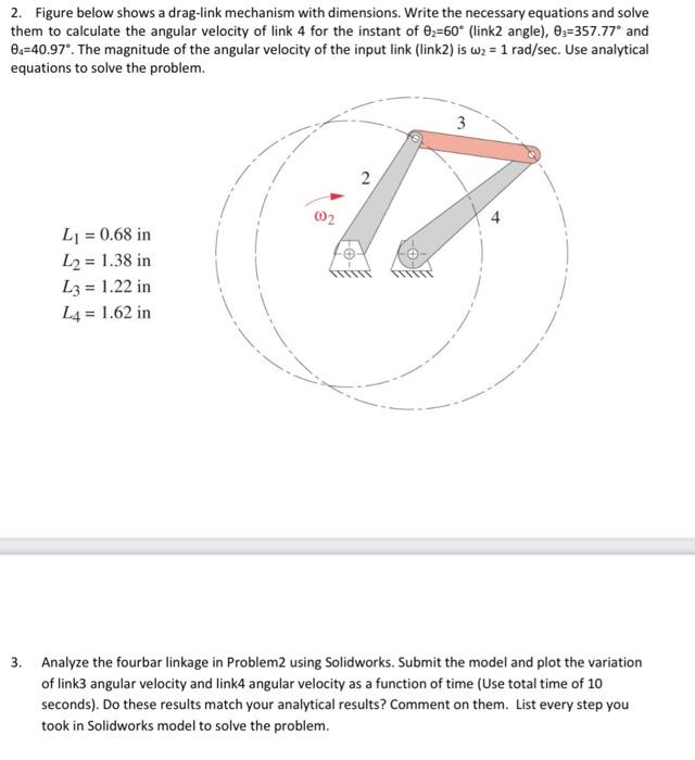 2. Figure below shows a drag-link mechanism with | Chegg.com