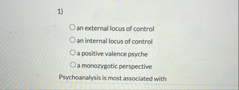 Solved an external locus of controlan internal locus of | Chegg.com