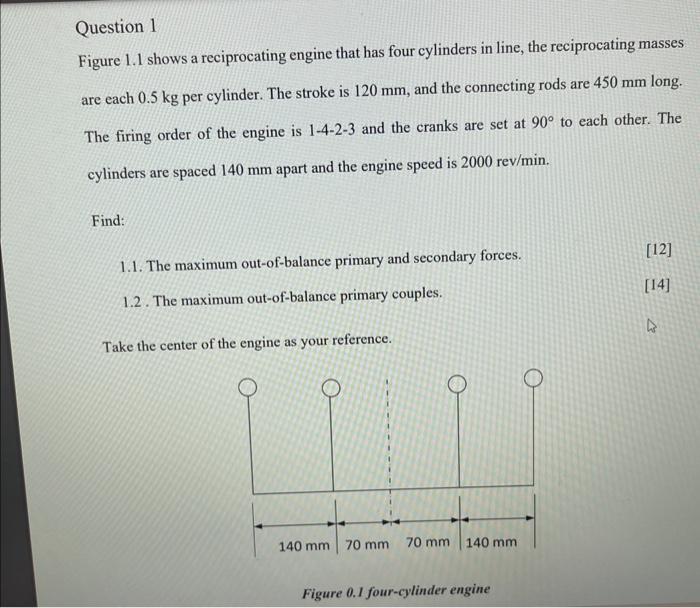 Solved Question 1 Figure 1.1 shows a reciprocating engine | Chegg.com