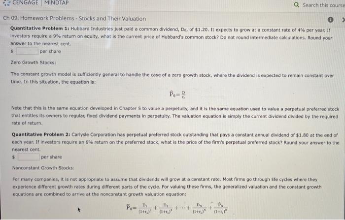 Solved CENGAGE MINDTAP Q Search this course Ch 09: Homework | Chegg.com