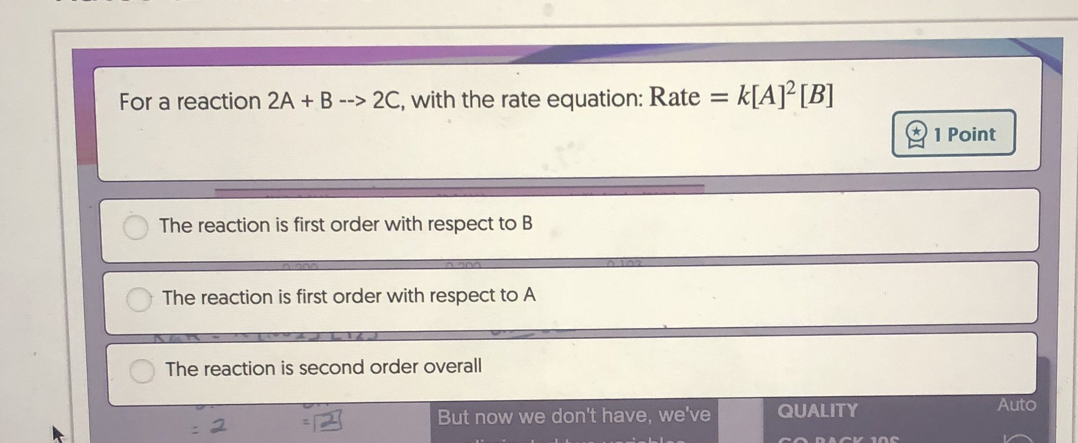 Solved For a reaction 2A+B→2C, ﻿with the rate equation: Rate | Chegg.com