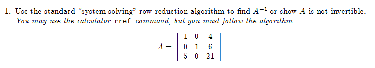 Solved Use the standard "system-solving" row reduction | Chegg.com
