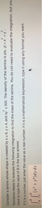 Solved Consider a lamina whose shape is created by x 2 6, y | Chegg.com