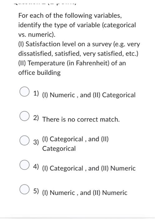 Solved For each of the following variables, identify the | Chegg.com
