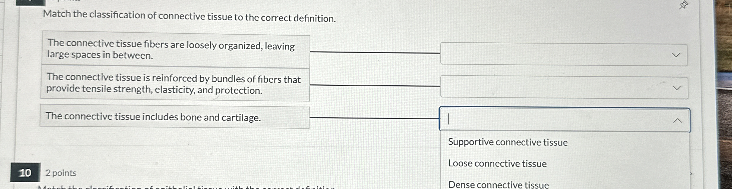 Solved Match the classification of connective tissue to the | Chegg.com