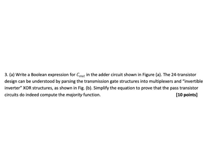 Solved 3. (a) Write a Boolean expression for Cout in the | Chegg.com