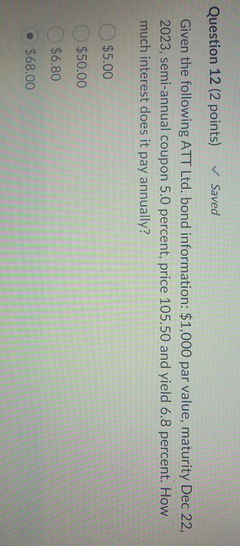 Solved Question 12 (2 points) Saved Given the following | Chegg.com