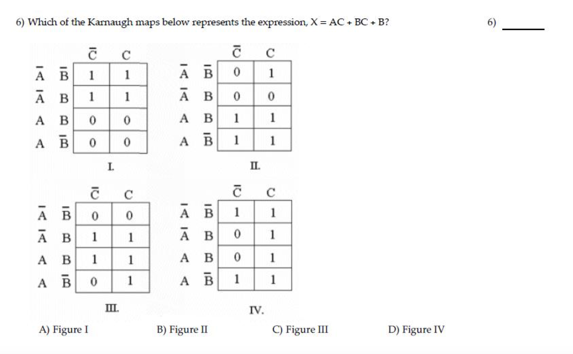 Solved Which of the Karnaugh maps below represents the | Chegg.com