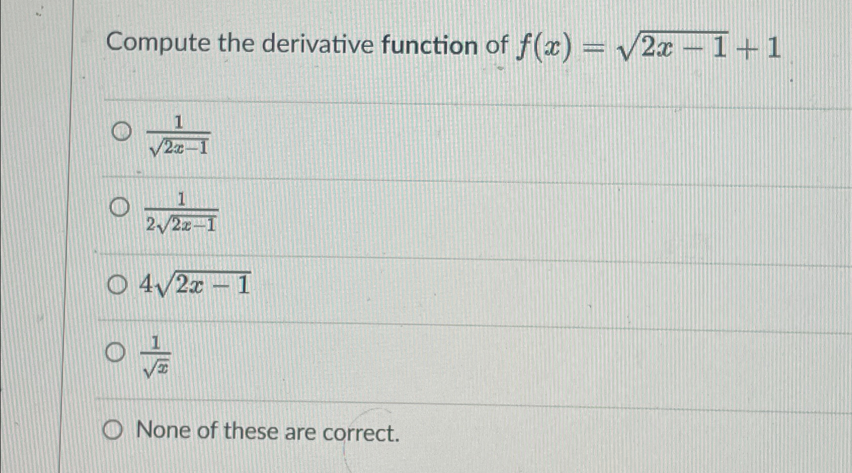 Solved Compute the derivative function of | Chegg.com