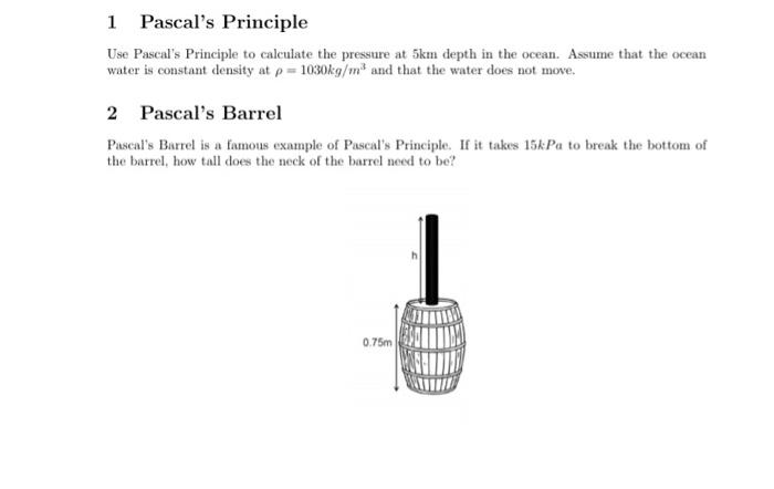 Solved Pascal's Principle Use Pascal's Principle to | Chegg.com