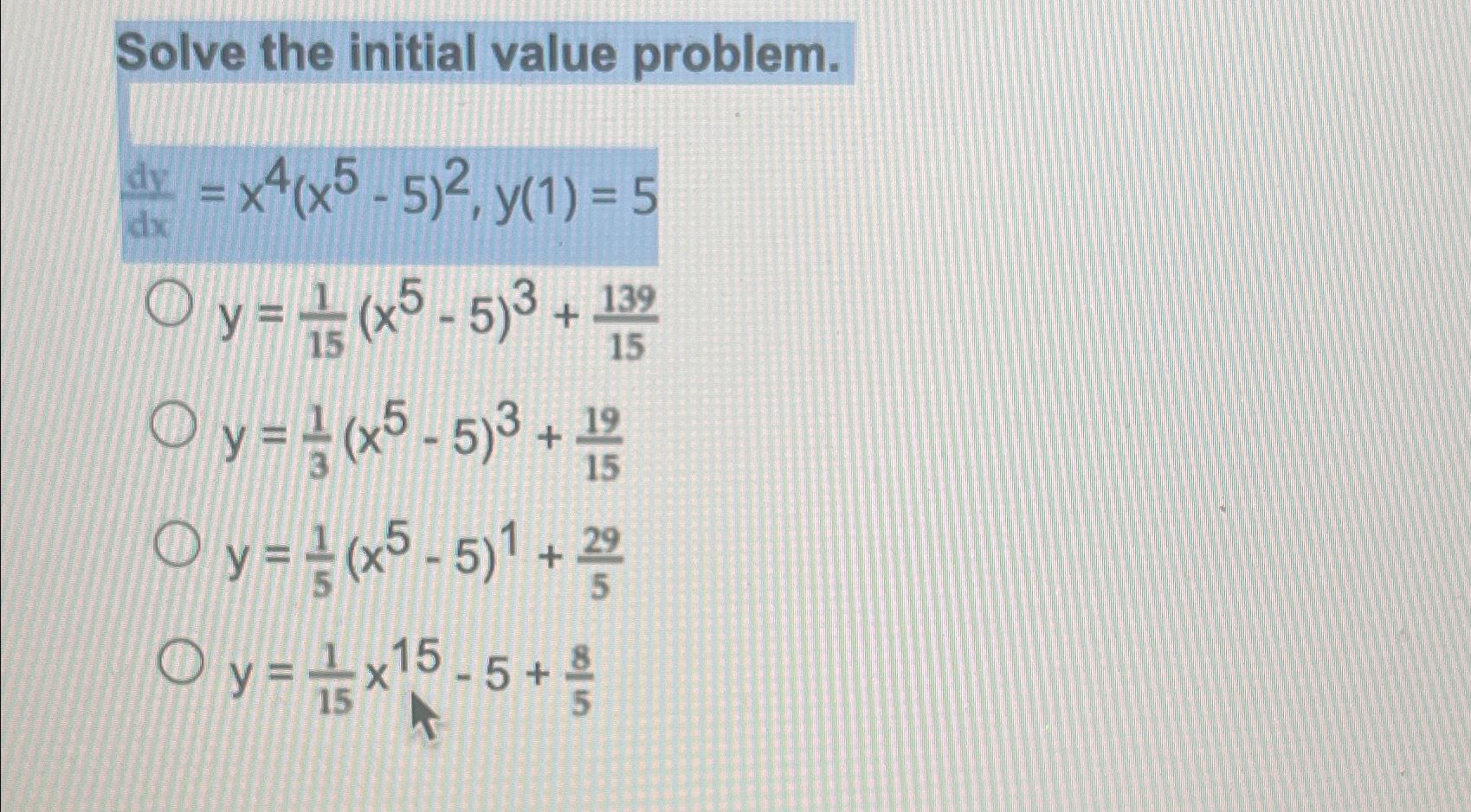 Solved Solve the initial value | Chegg.com