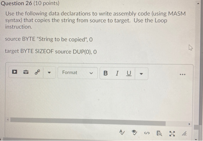 Solved Question 26 (10 points) Use the following data | Chegg.com