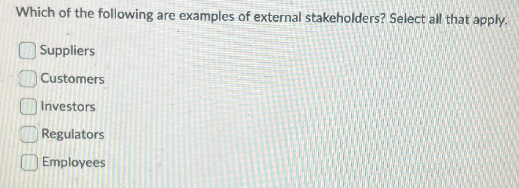 Solved Which of the following are examples of external | Chegg.com