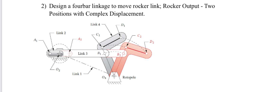 Solved Design a fourbar linkage to move rocker link; Rocker | Chegg.com