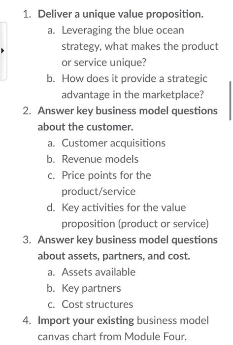 1. Deliver a unique value proposition. a. Leveraging | Chegg.com