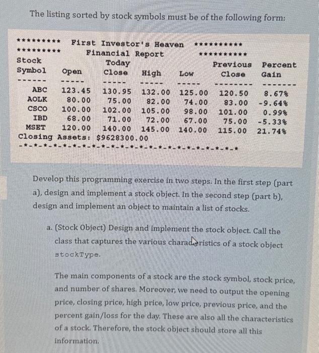 Solved 21. (Stock Market) Write a program to help a local | Chegg.com