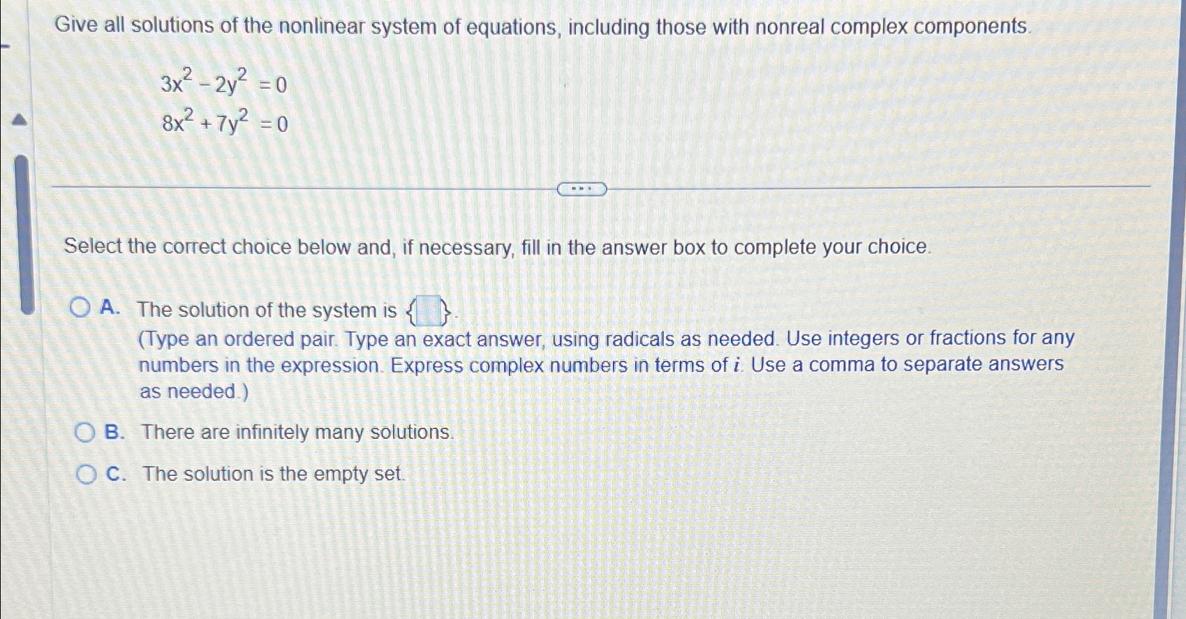 Solved Give all solutions of the nonlinear system of | Chegg.com