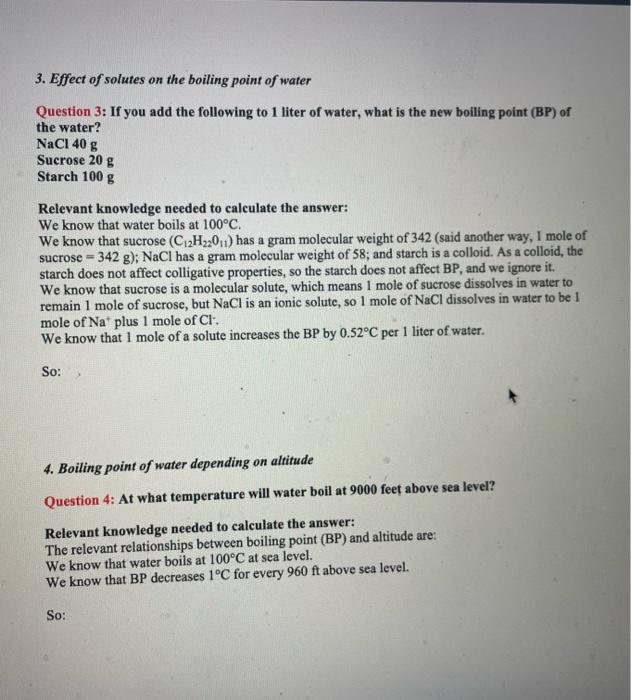 Solved 3. Effect of solutes on the boiling point of water | Chegg.com