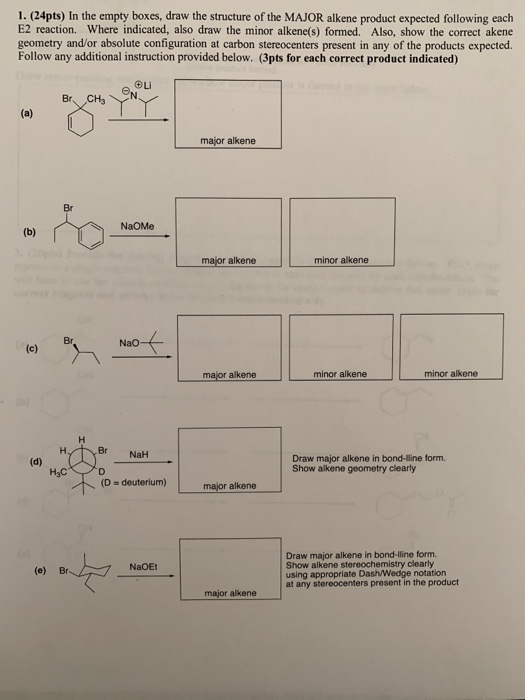 Solved Draw the Major alkene product and minor where | Chegg.com