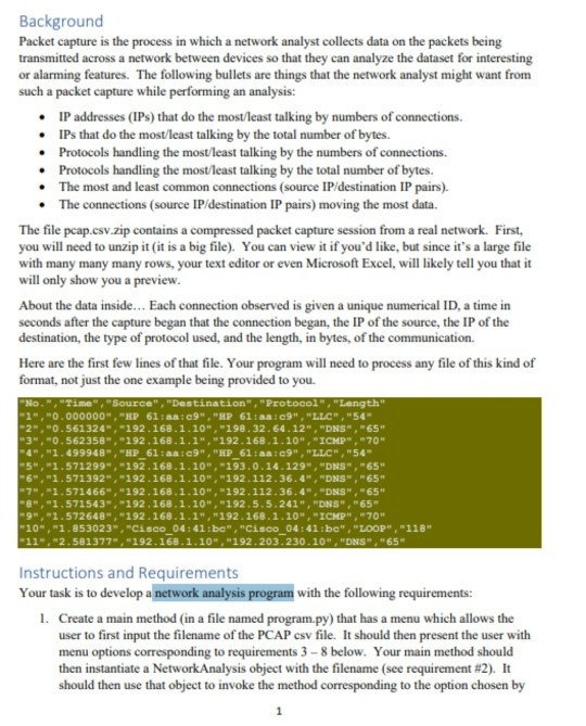 Solved Background Packet capture is the process in which a | Chegg.com
