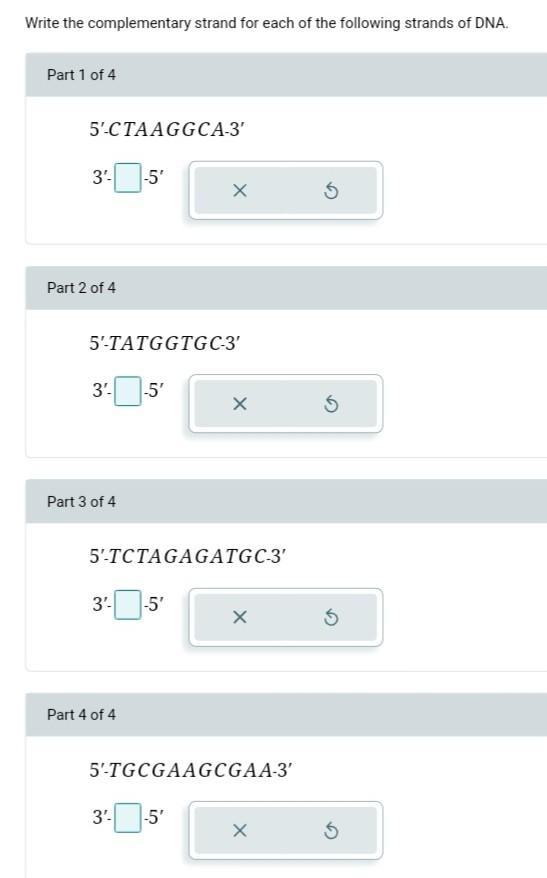Write the complementary strand for each of the | Chegg.com