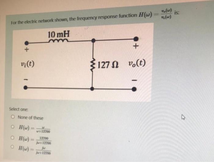 Solved For the electric network shown, the frequency | Chegg.com