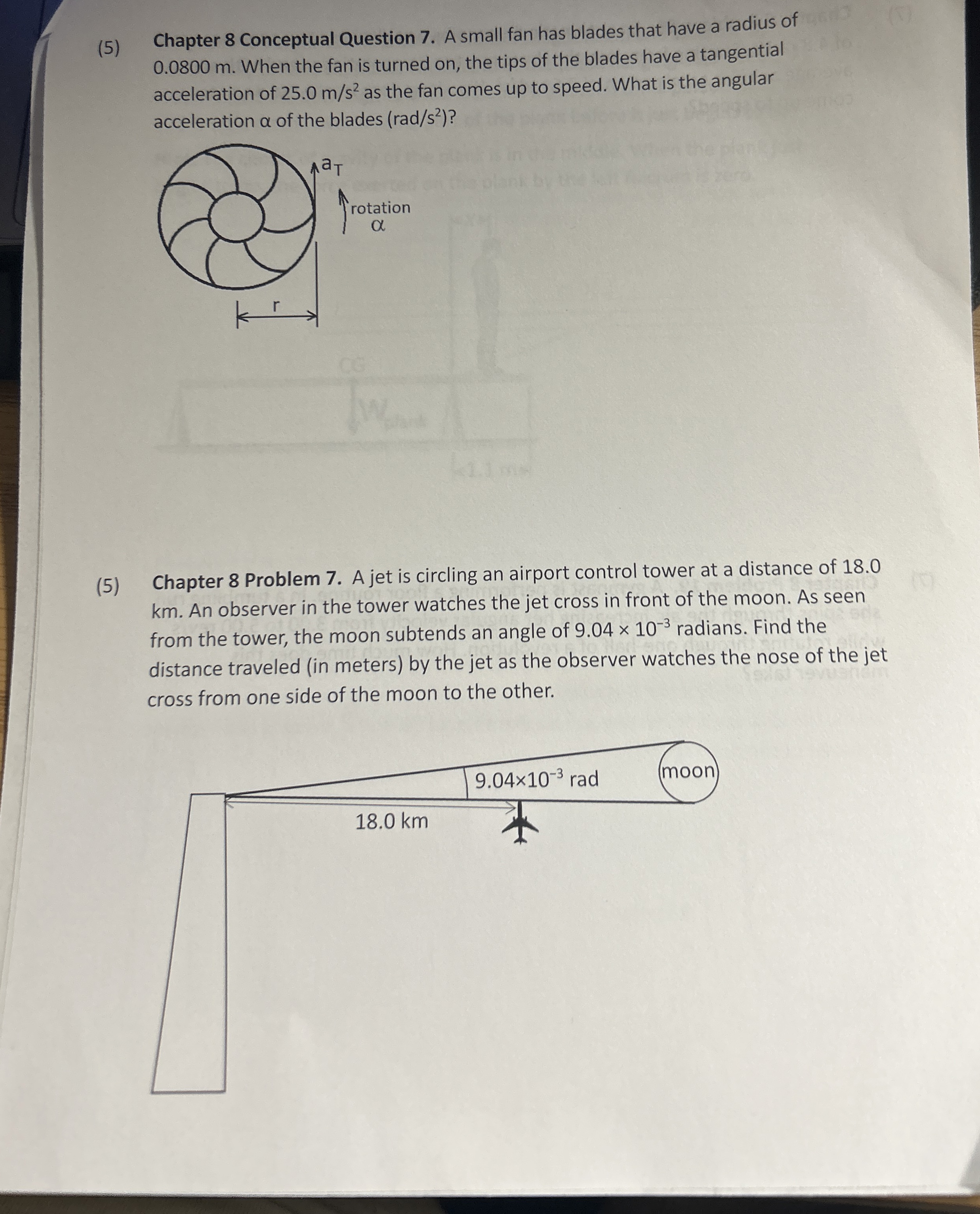 Solved (5) ﻿Chapter 8 ﻿Conceptual Question 7. ﻿A small fan | Chegg.com