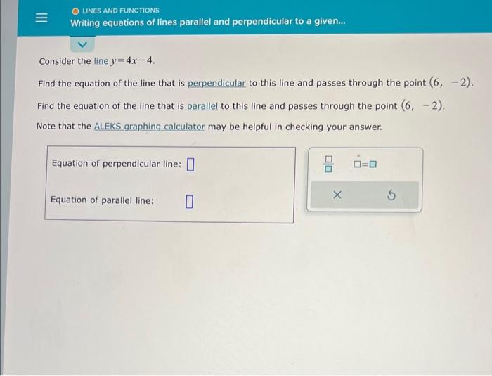 Solved Consider the line y=4x−4 Find the equation of the | Chegg.com