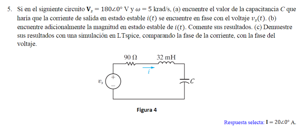 Solved Si en el siguiente circuito Vs=180?0°V ﻿y | Chegg.com