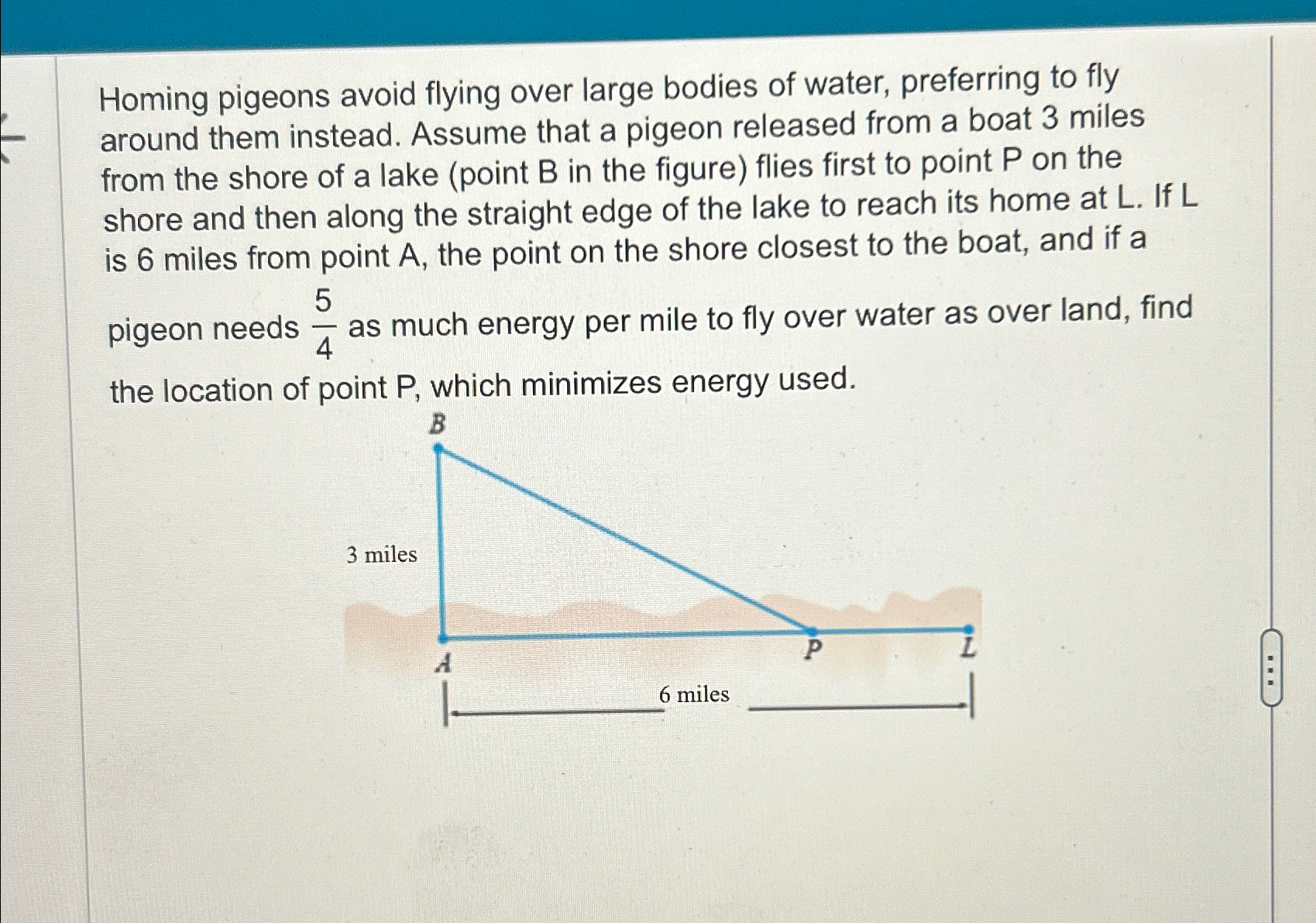 Solved Homing pigeons avoid flying over large bodies of | Chegg.com