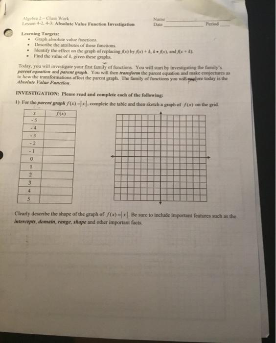 Solved Ciraph Absolute Valuc Functions Bescribe The