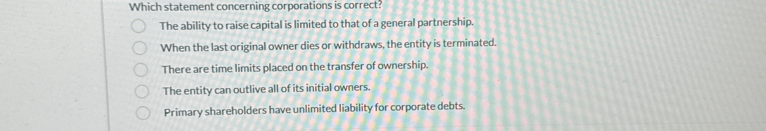 Solved Which statement concerning corporations is | Chegg.com