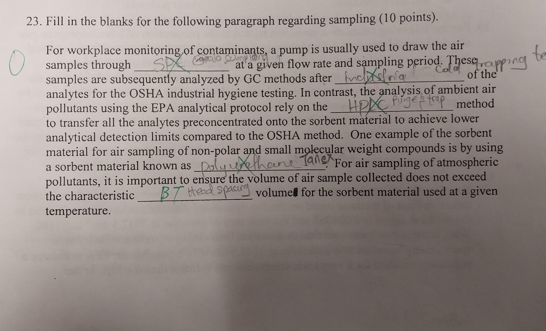 Solved 23. Fill in the blanks for the following paragraph | Chegg.com