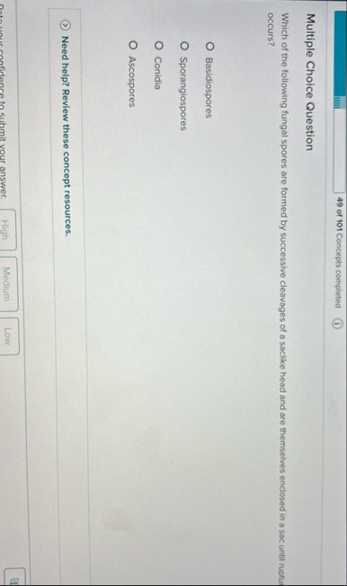 Solved 49 ﻿of 101 ﻿Concepts completed(i)Multiple Choice | Chegg.com