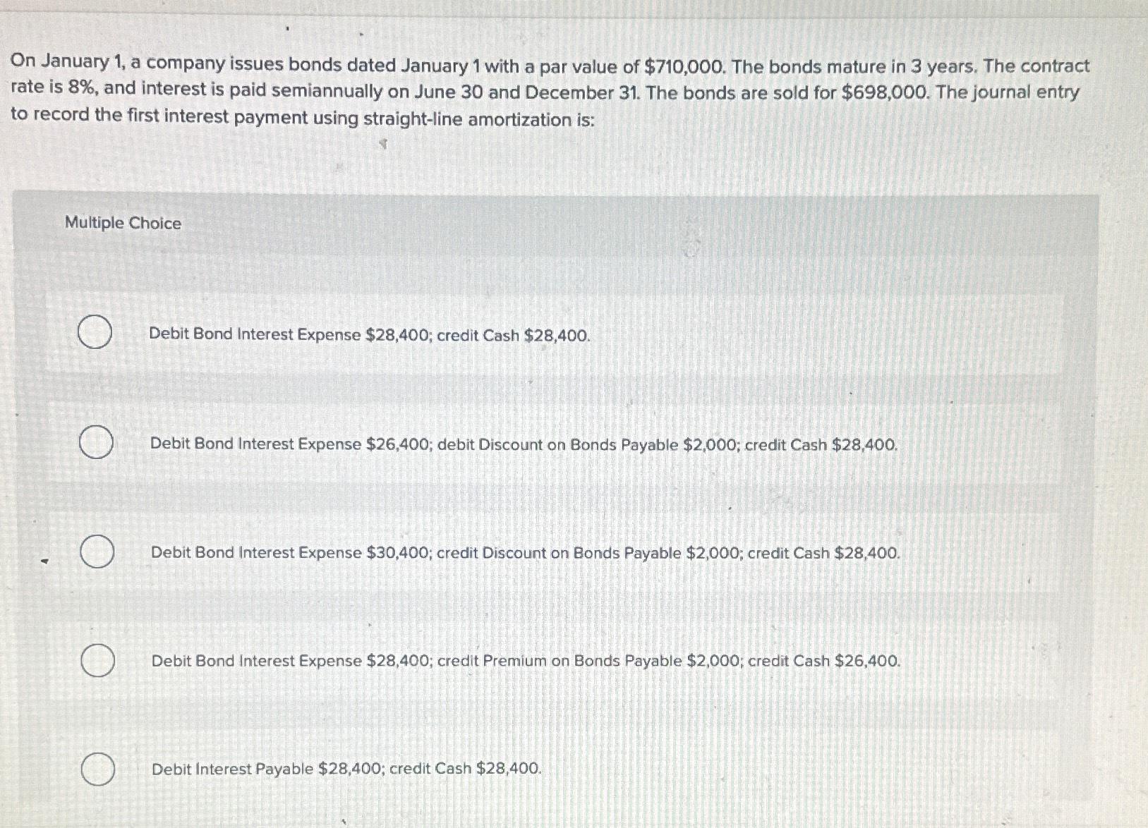 Solved On January 1, ﻿a company issues bonds dated January 1 | Chegg.com