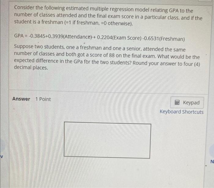 Solved Consider the following estimated multiple regression | Chegg.com