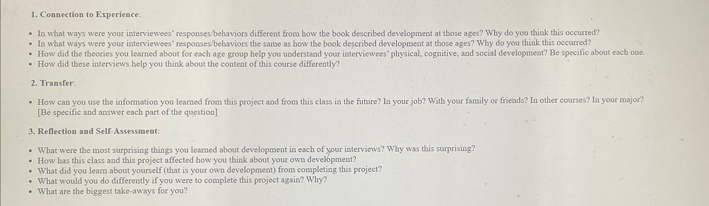 Solved Connection to Experience:In what ways were your | Chegg.com