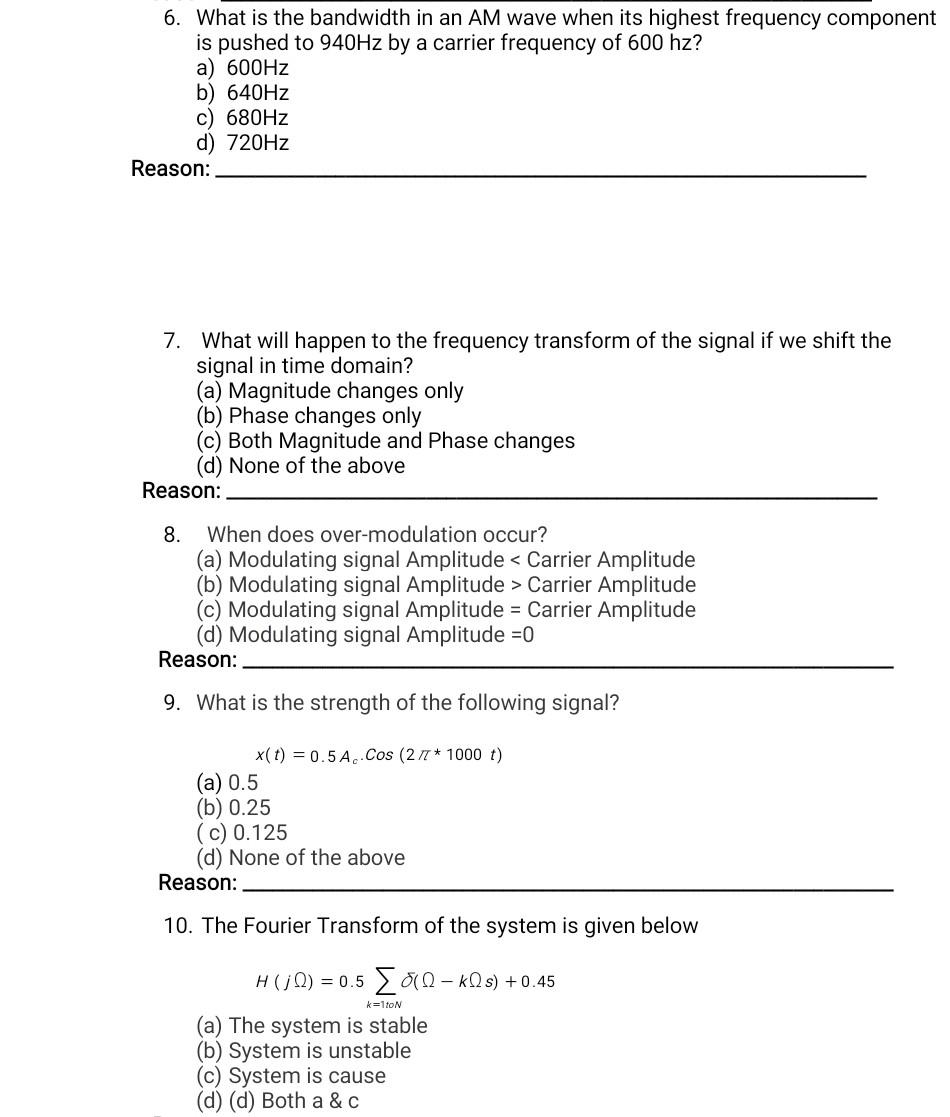 Solved 2. According to sampling theorem if a signal has | Chegg.com