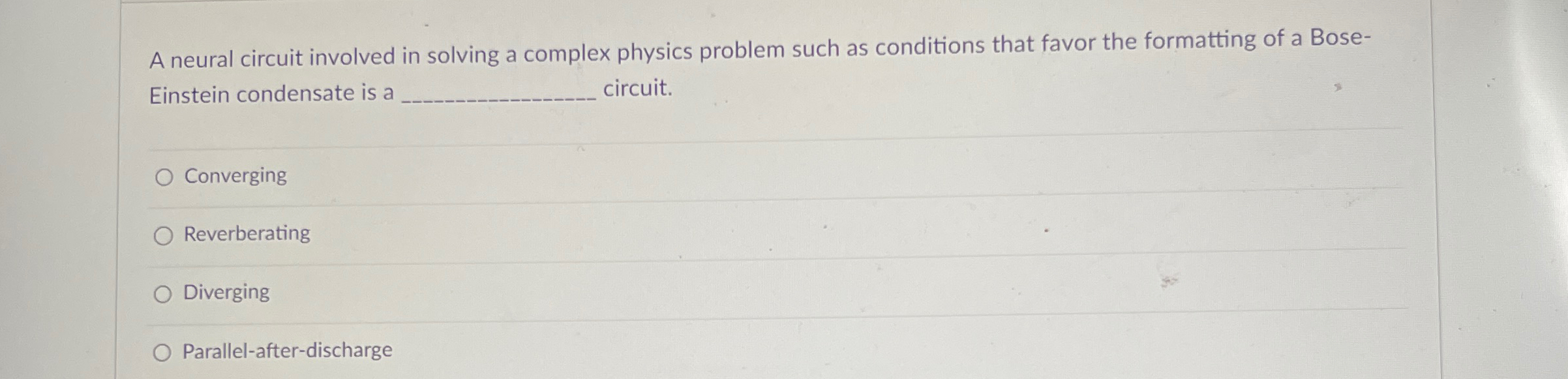 Solved A neural circuit involved in solving a complex | Chegg.com
